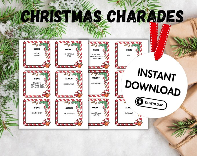 Christmas Charades, Charades, Christmas Games, Printable Downloadable ...