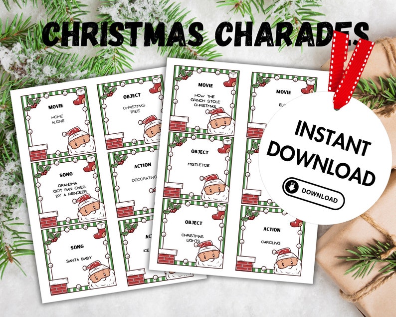 Christmas Charades, Christmas Charades Printable, Christmas Printable ...