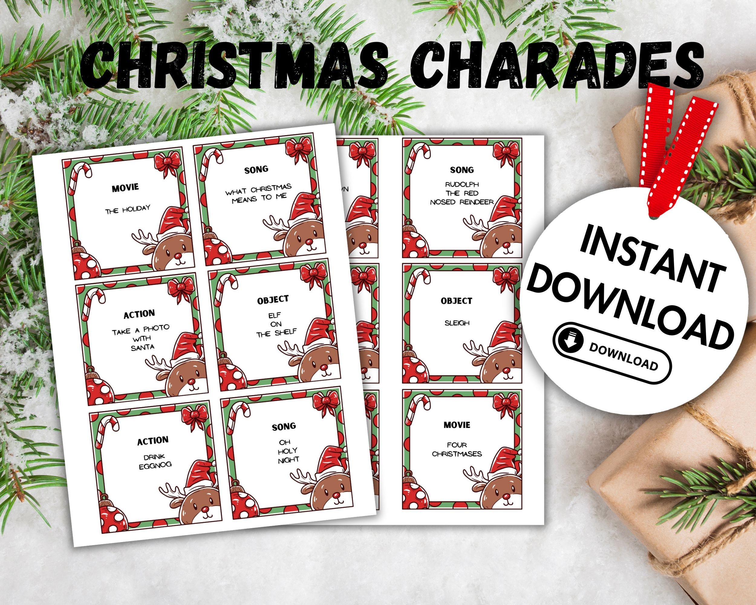 Christmas Charades, Charades, Printable Charades, Printable Christmas ...