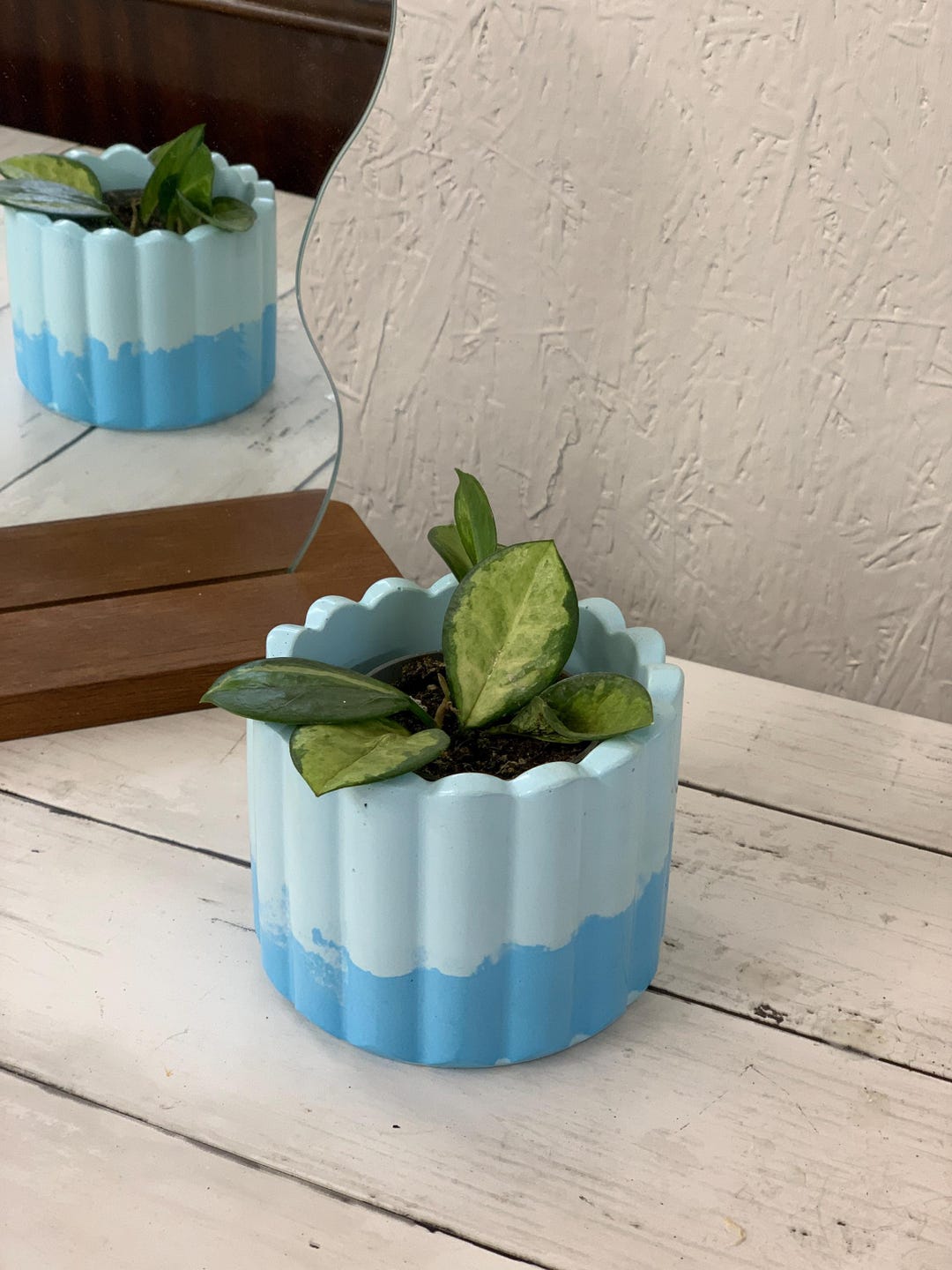 Jesmonite Plant Pot in Blue - Etsy