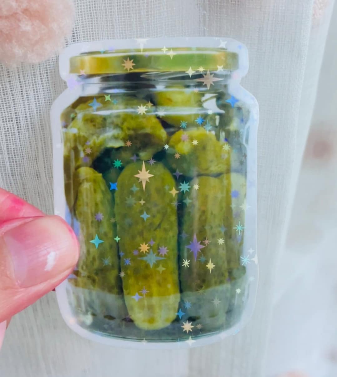 Holographic Sparkle Pickle Jar Vinyl Sticker Funny Laptop Water Bottle ...