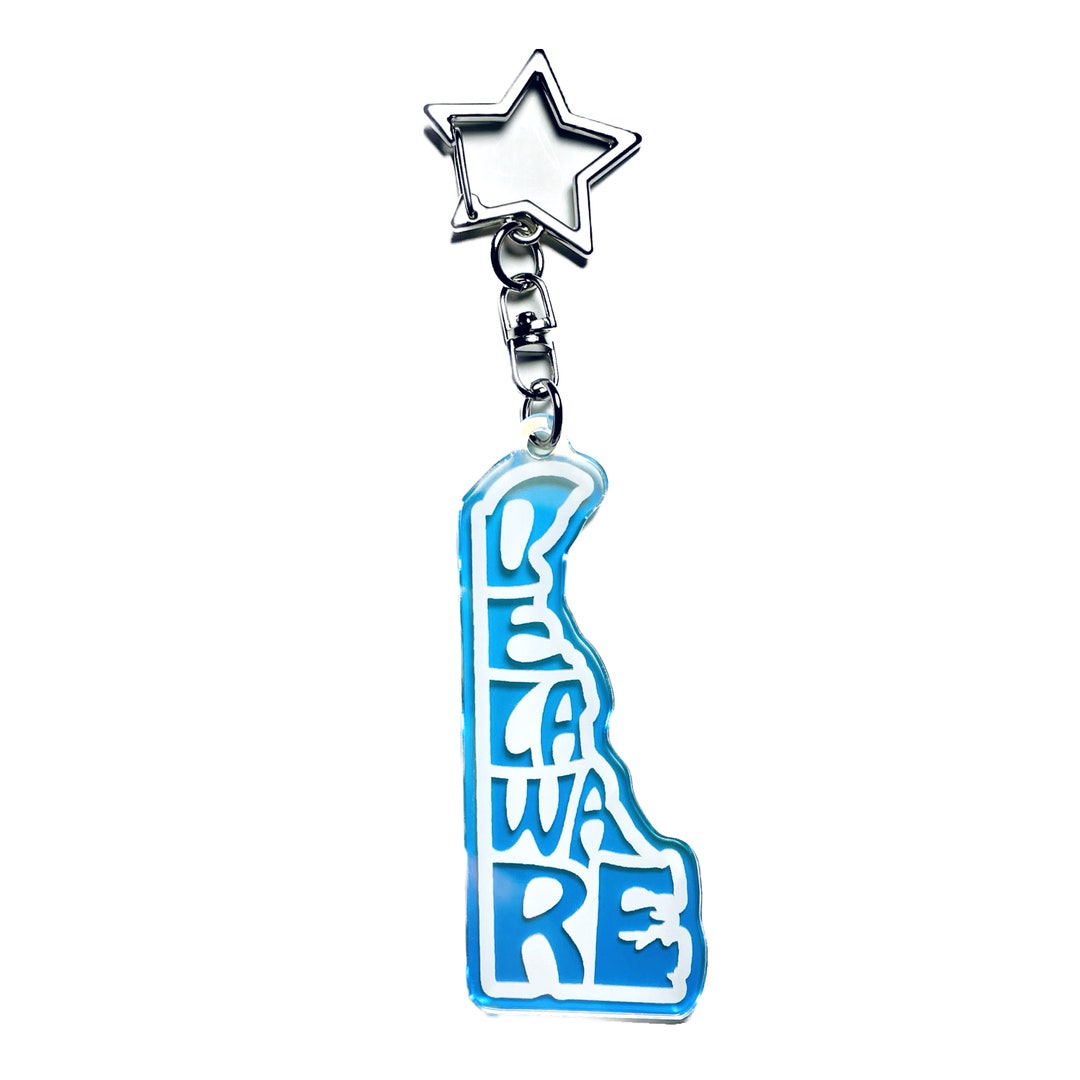 Delaware Keychain - Fun Cute First State Holographic Acrylic Blue Hens ...