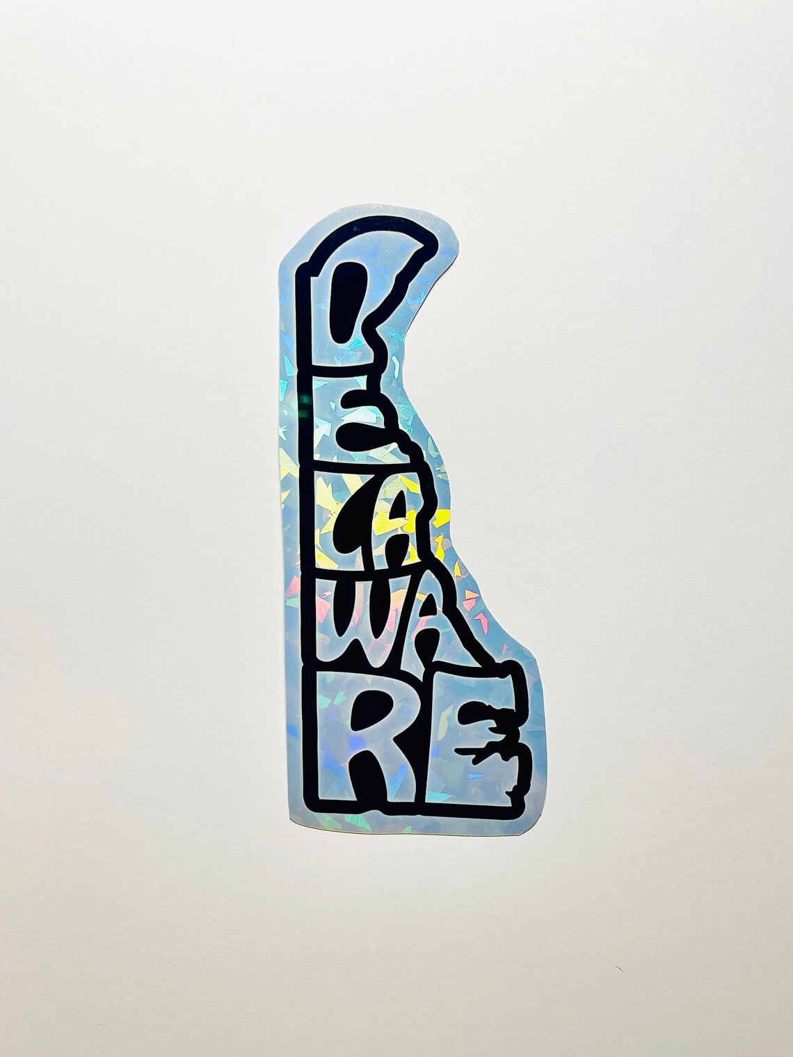 Delaware State Outline Silver Holographic Vinyl Car Decal - Etsy