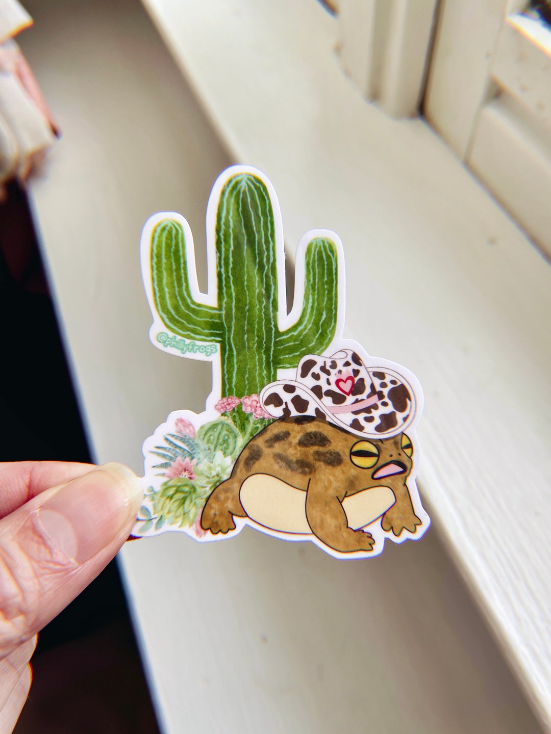 Cowboy Rain Frog Vinyl Sticker - Funny Western Ranch Desert Cactus ...