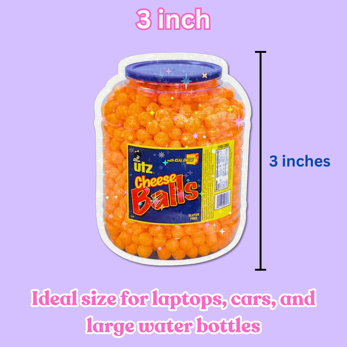 Holographic Sparkle Cheese Ball Container Vinyl Sticker - Funny Cute ...
