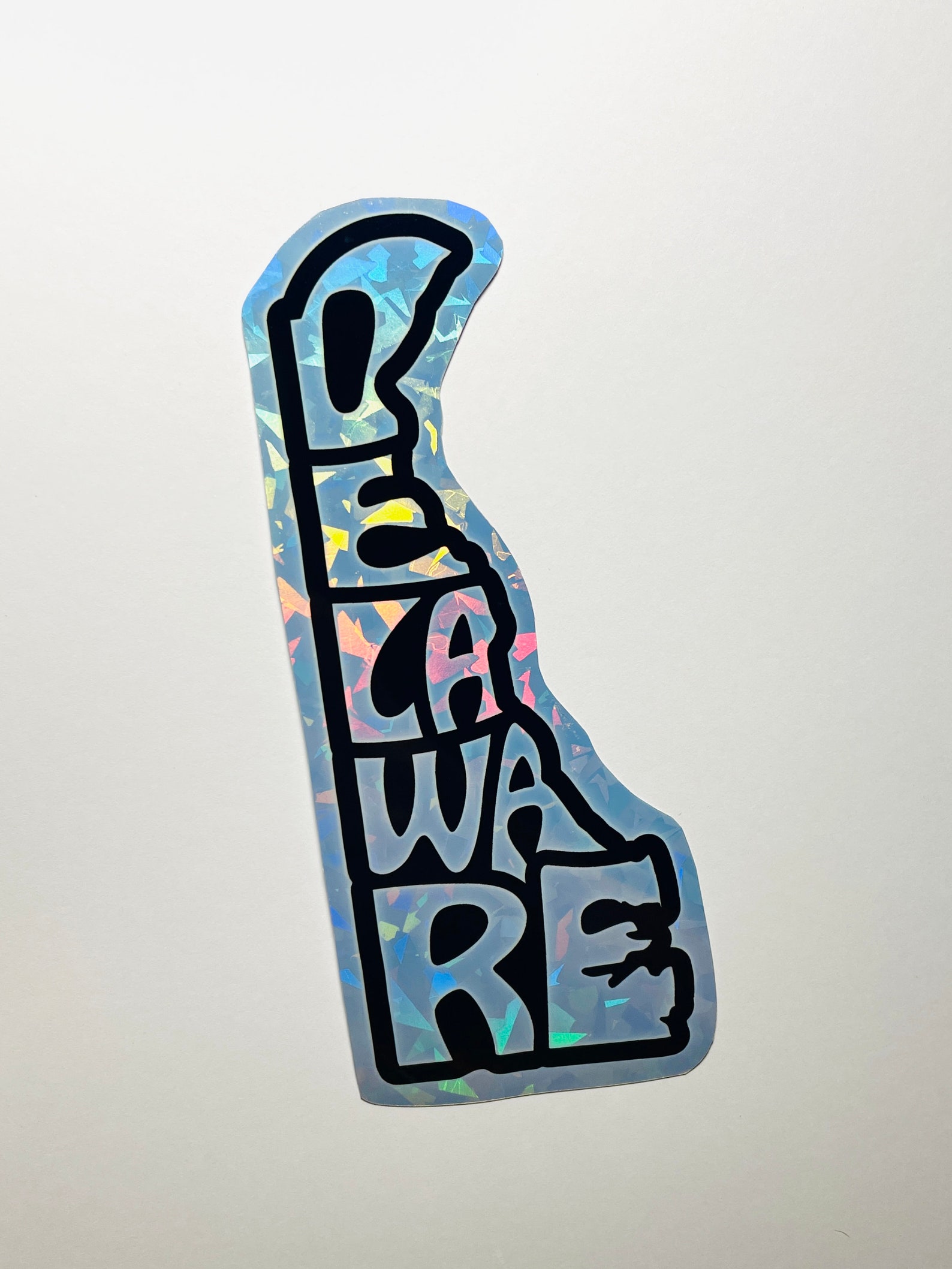 Delaware State Outline Silver Holographic Vinyl Car Decal - Etsy