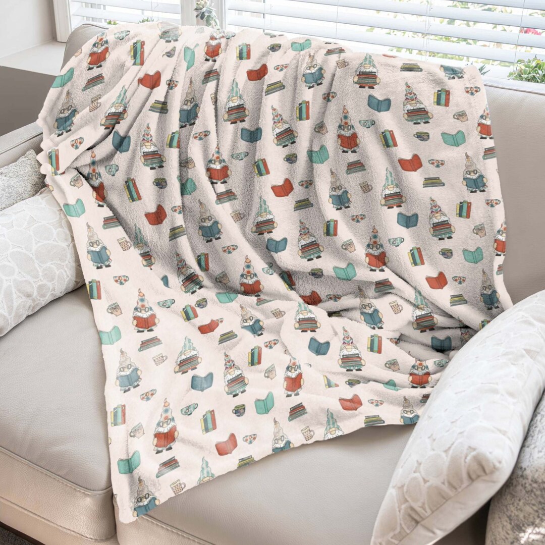 Gnome Blanket for Book Lovers, Cozy Reading Blanket Gift for Coffee ...