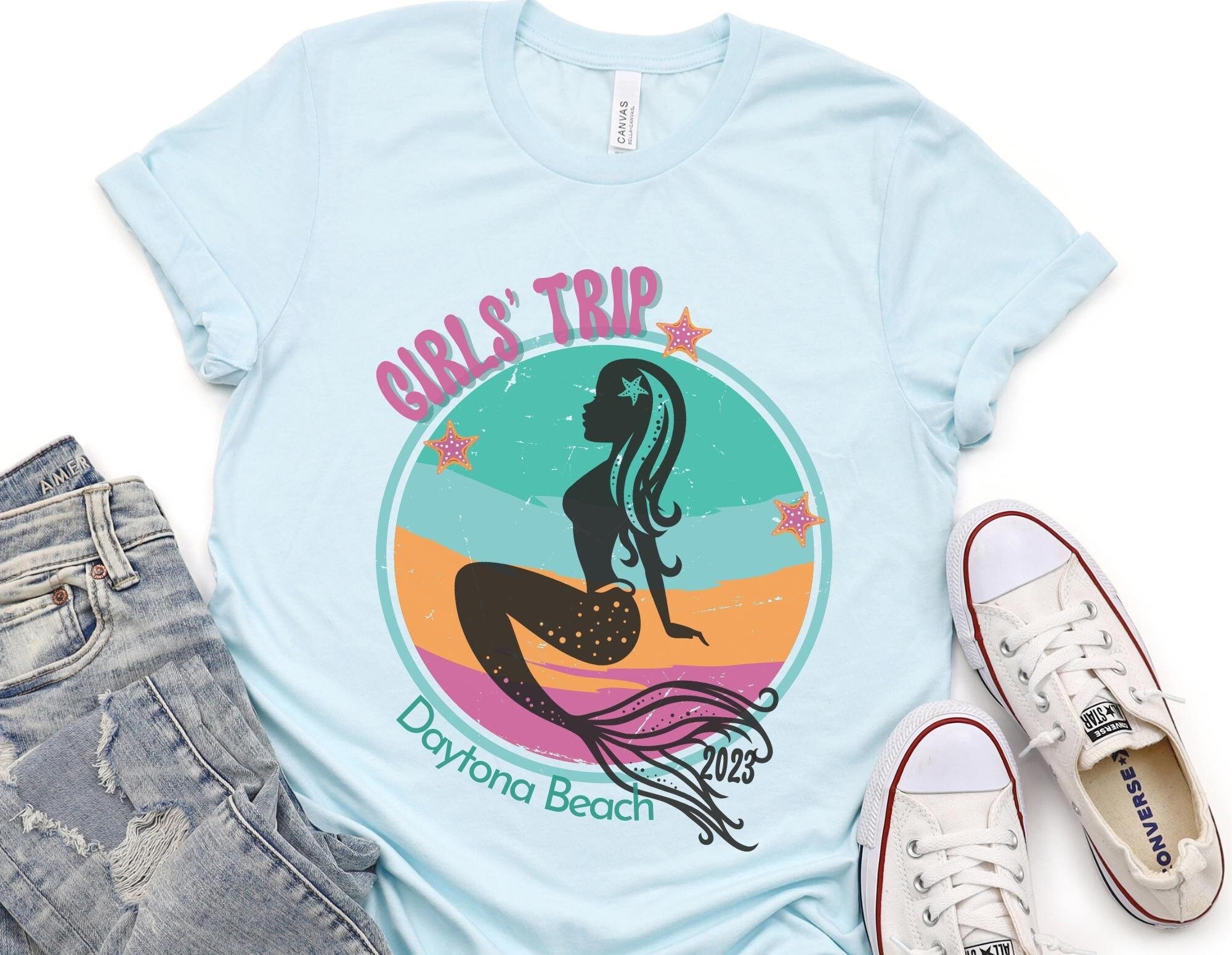 Custom Girls Beach Trip T-shirts Personalized Mermaid Coastal - Etsy