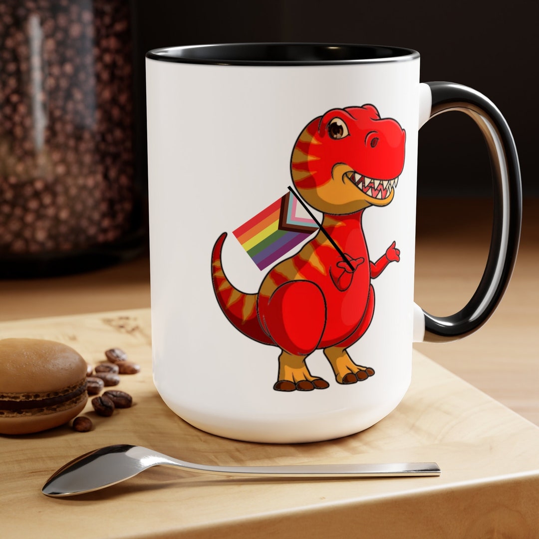 Pride Dino Mug, Cute Funny Dinosaur Coffee Cup, Equality Flag Tea Cup ...
