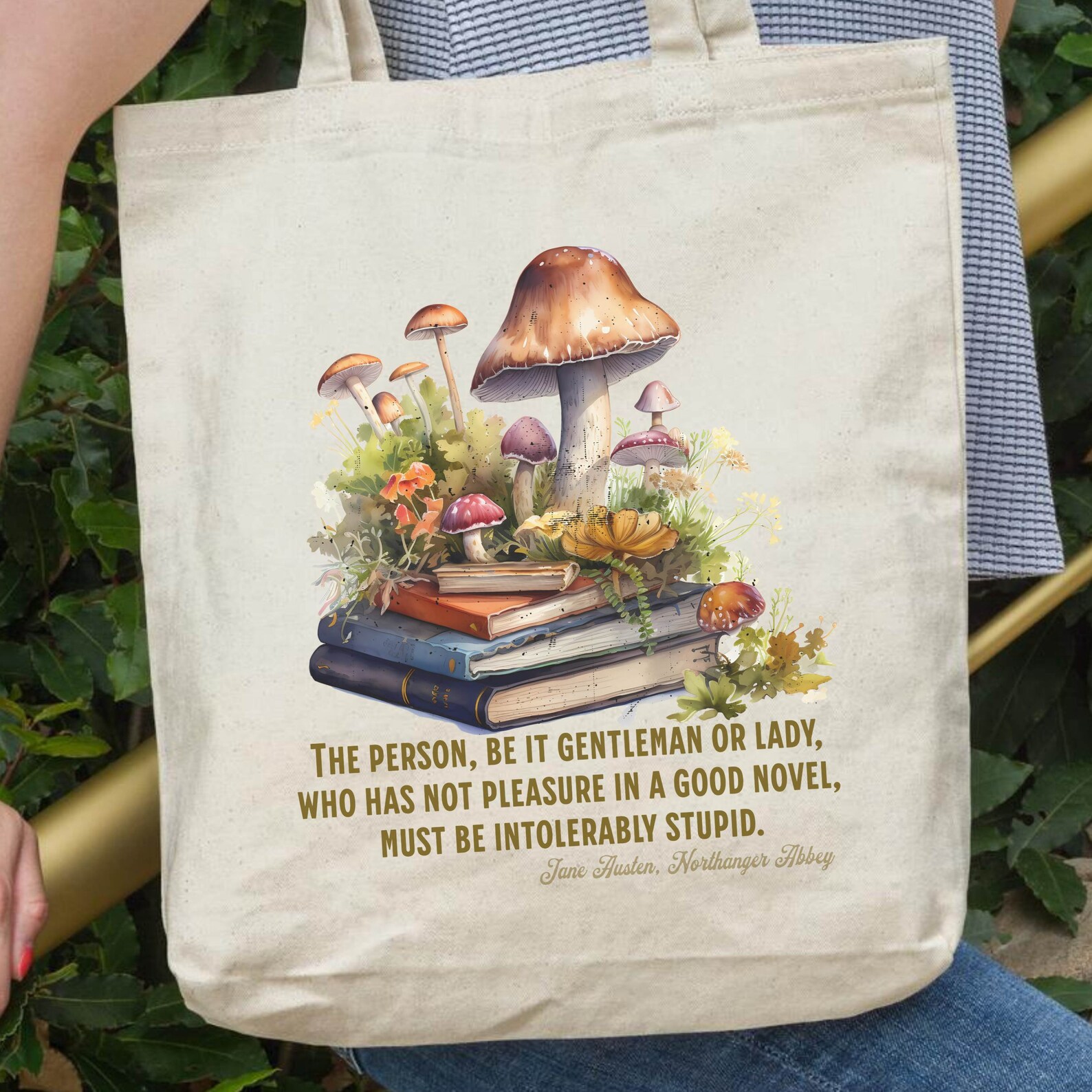 Library Tote Bag Gift for Readers, Funny Jane Austen Quote Bag ...