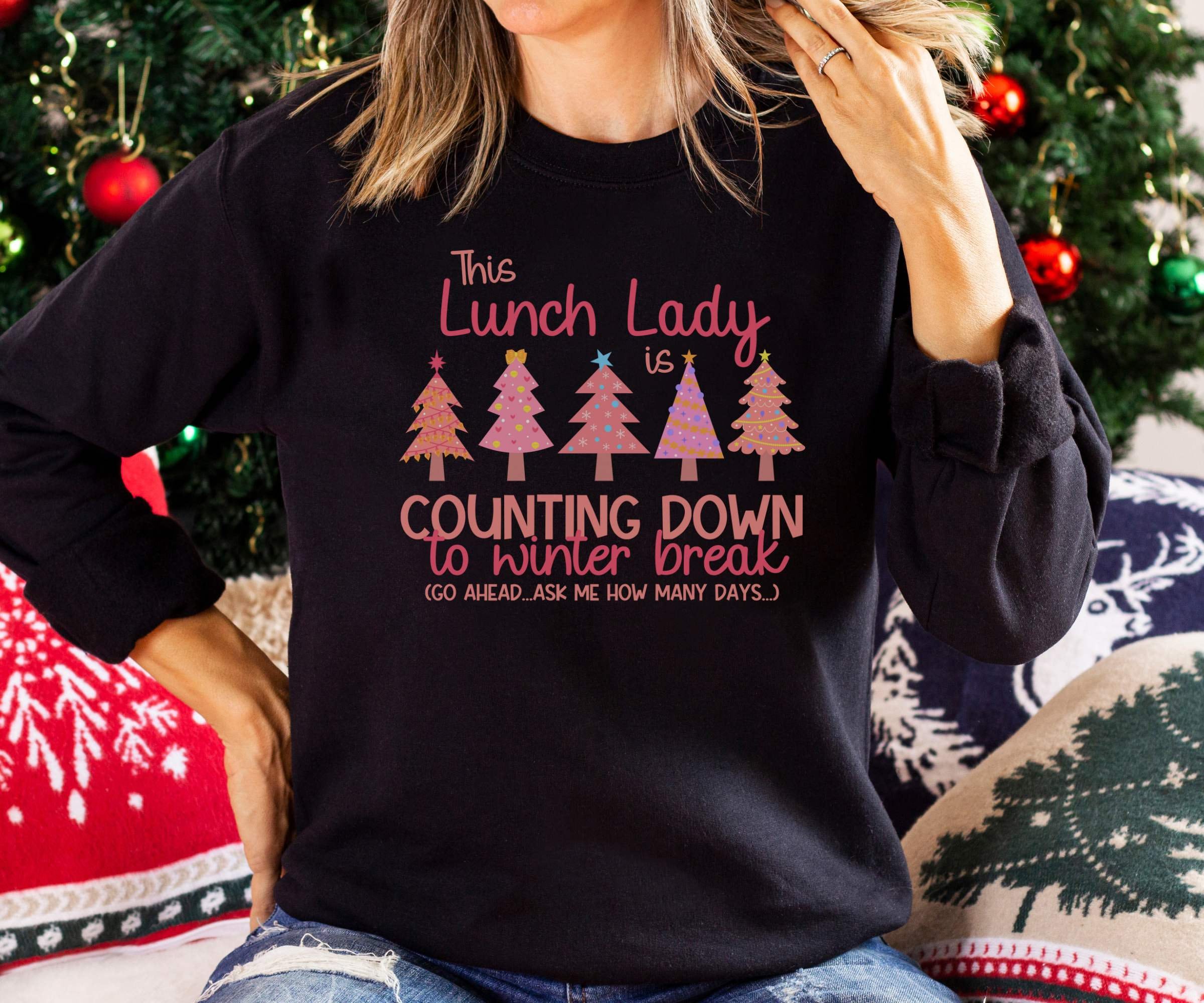 Lunch Lady Christmas Sweater, Winter Break Cafeteria Crew Sweatshirt ...