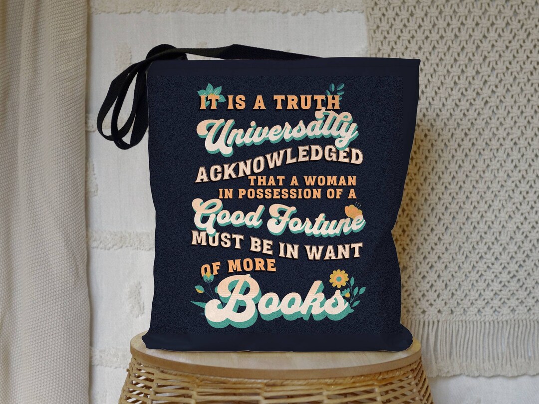 Literary Tote Bag Gift for Readers, Funny Jane Austen Quote, Literary ...