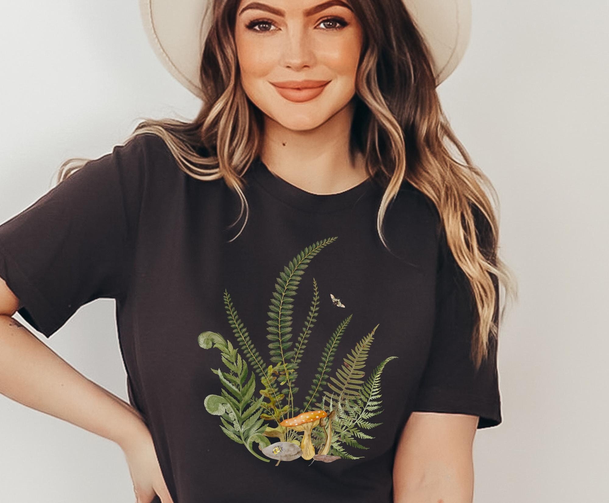 Cottagecore Fern Shirt, Leaves Ferns Beetles, Vintage Style Tee, Nature ...