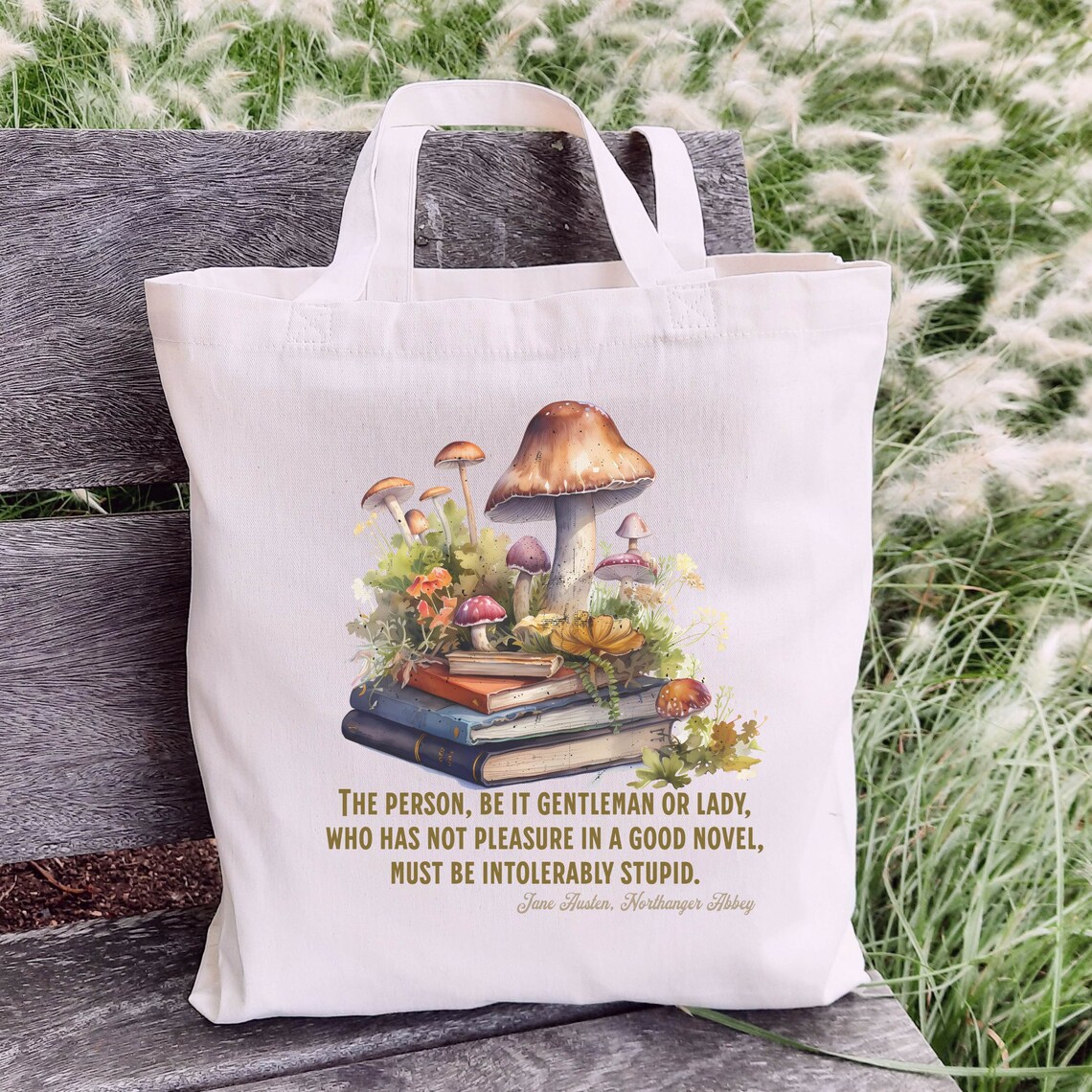 Library Tote Bag Gift for Readers, Funny Jane Austen Quote Bag ...