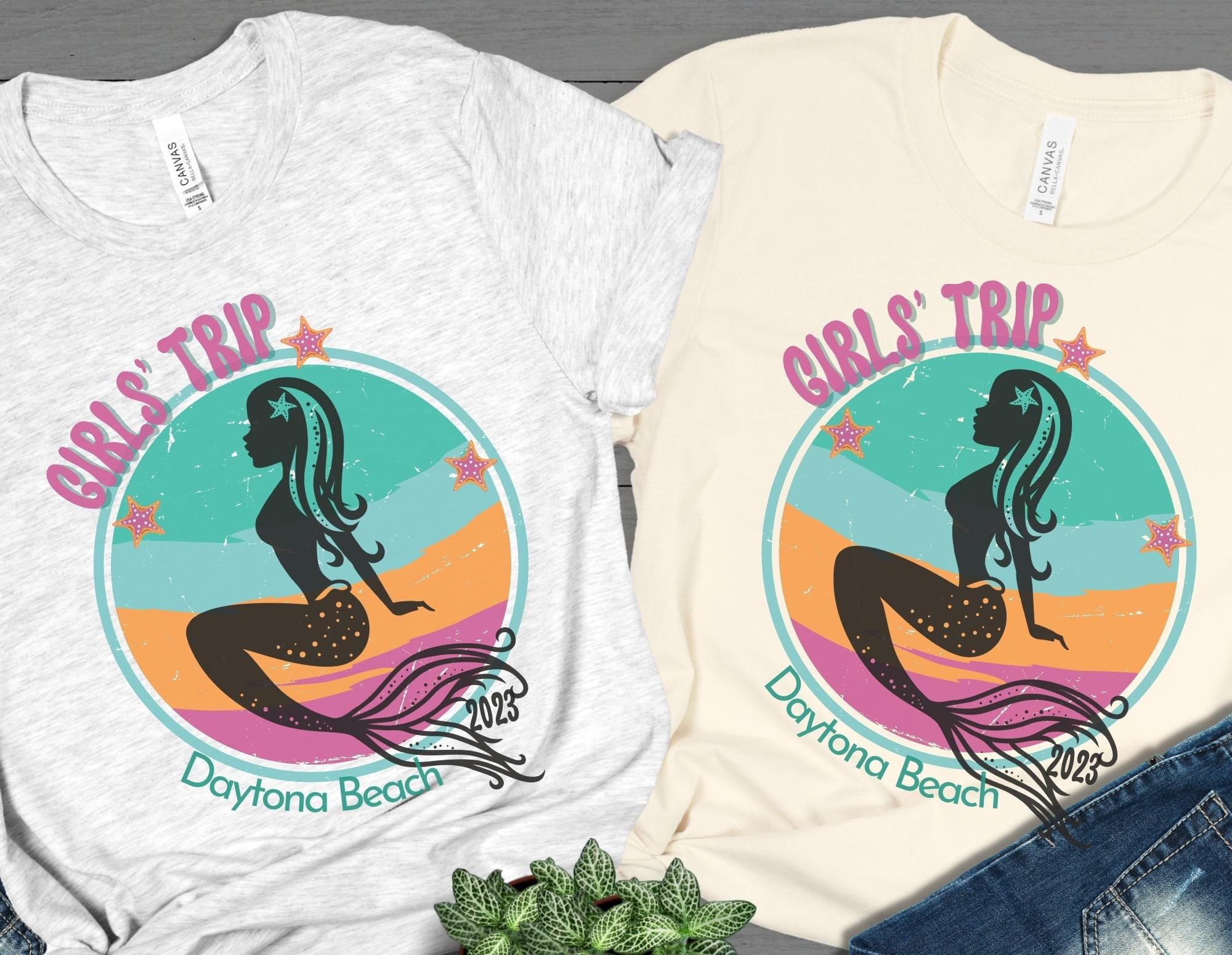 Custom Girls Beach Trip T-shirts Personalized Mermaid Coastal - Etsy