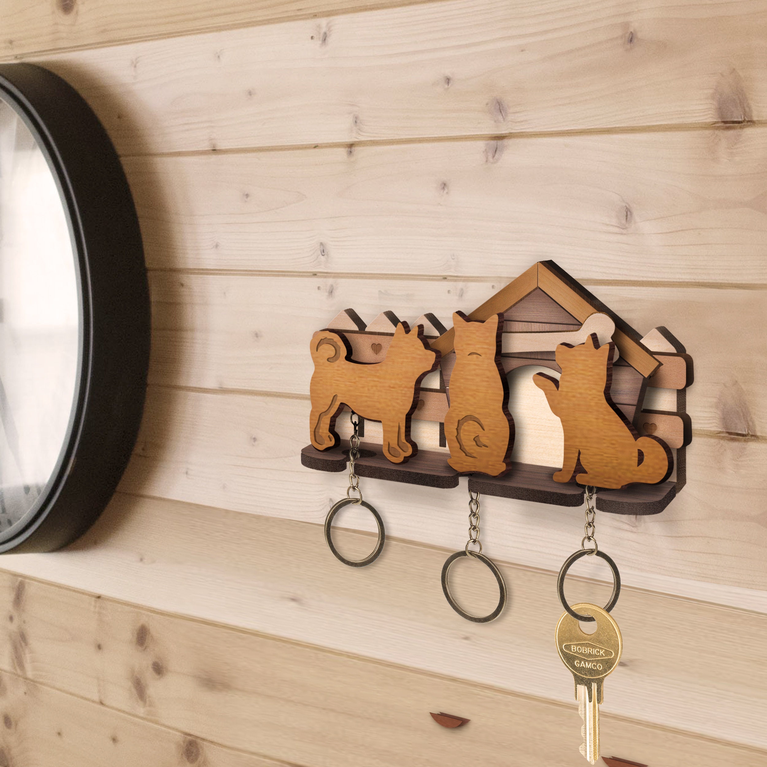 Dog Lover Gift – Shiba Inu Wooden Key Holder for Wall, Cute Dog Key ...