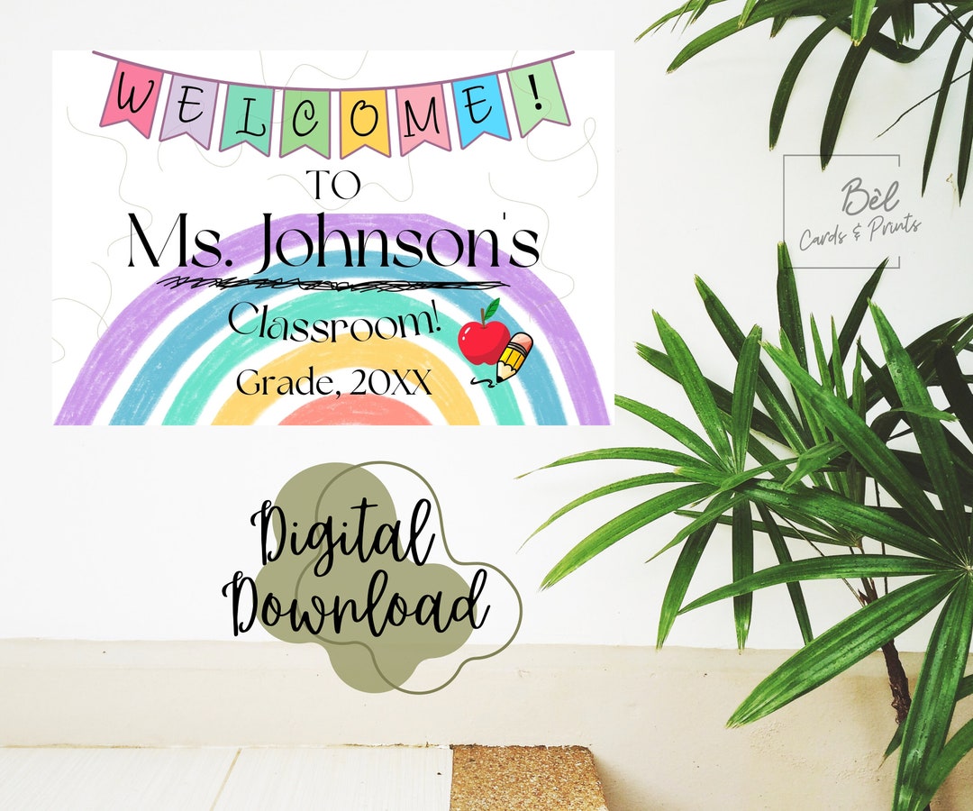 Printable Teacher Welcome Sign Teacher Name Sign Custom Classroom Sign ...
