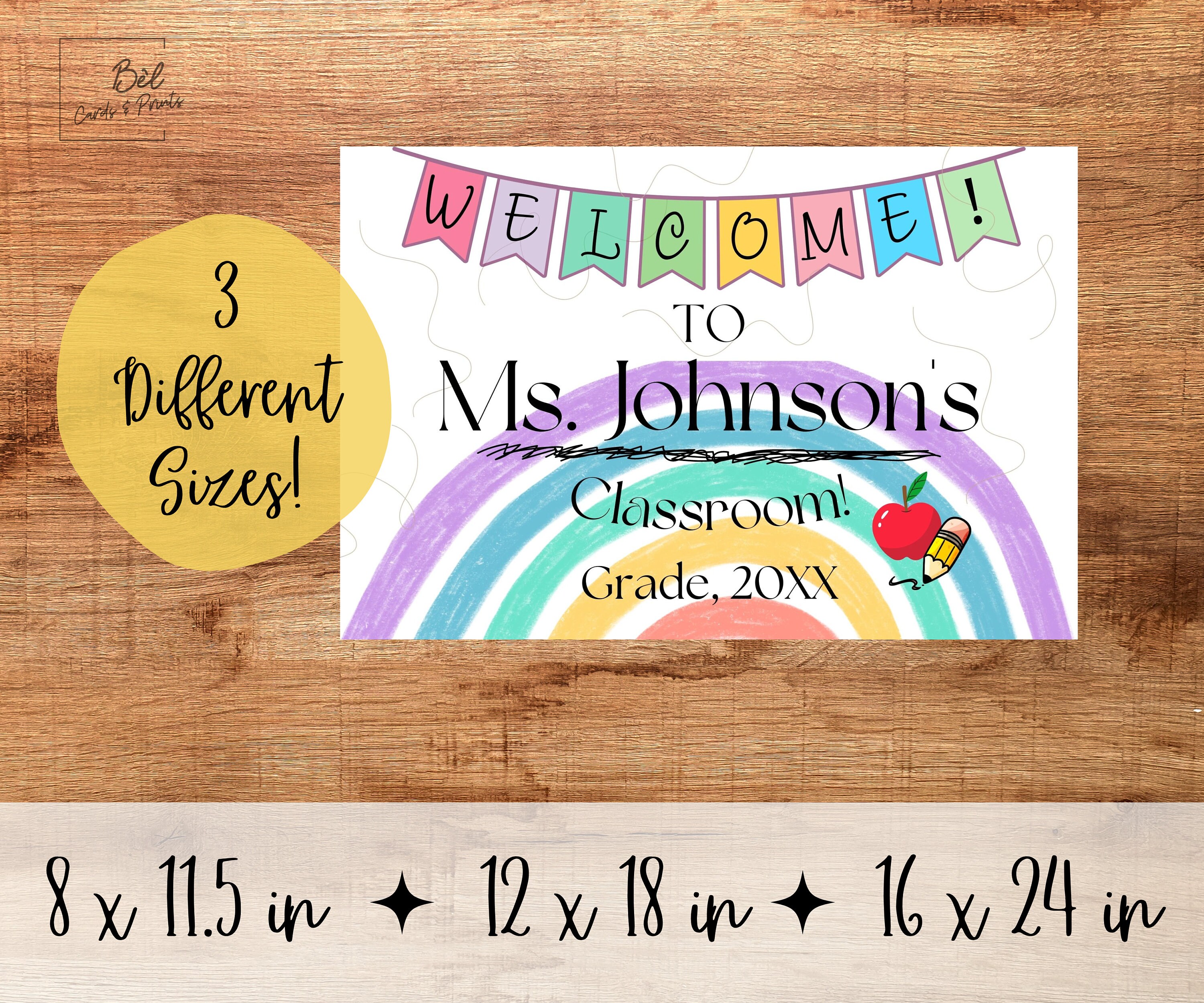 Printable Teacher Welcome Sign Teacher Name Sign Custom Classroom Sign ...