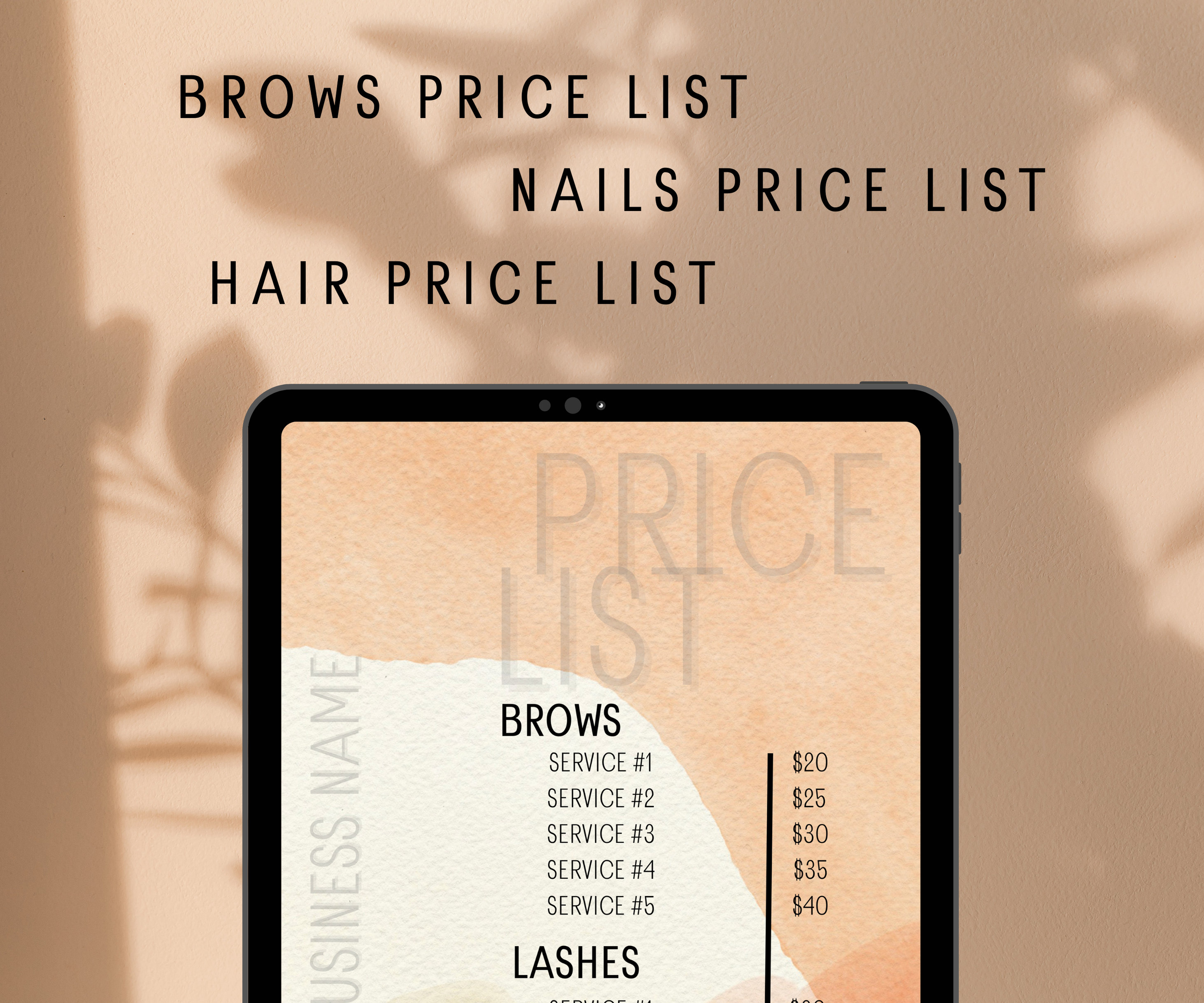 Price List Template Boho Price List Minimalist Premade Beauty Salon ...