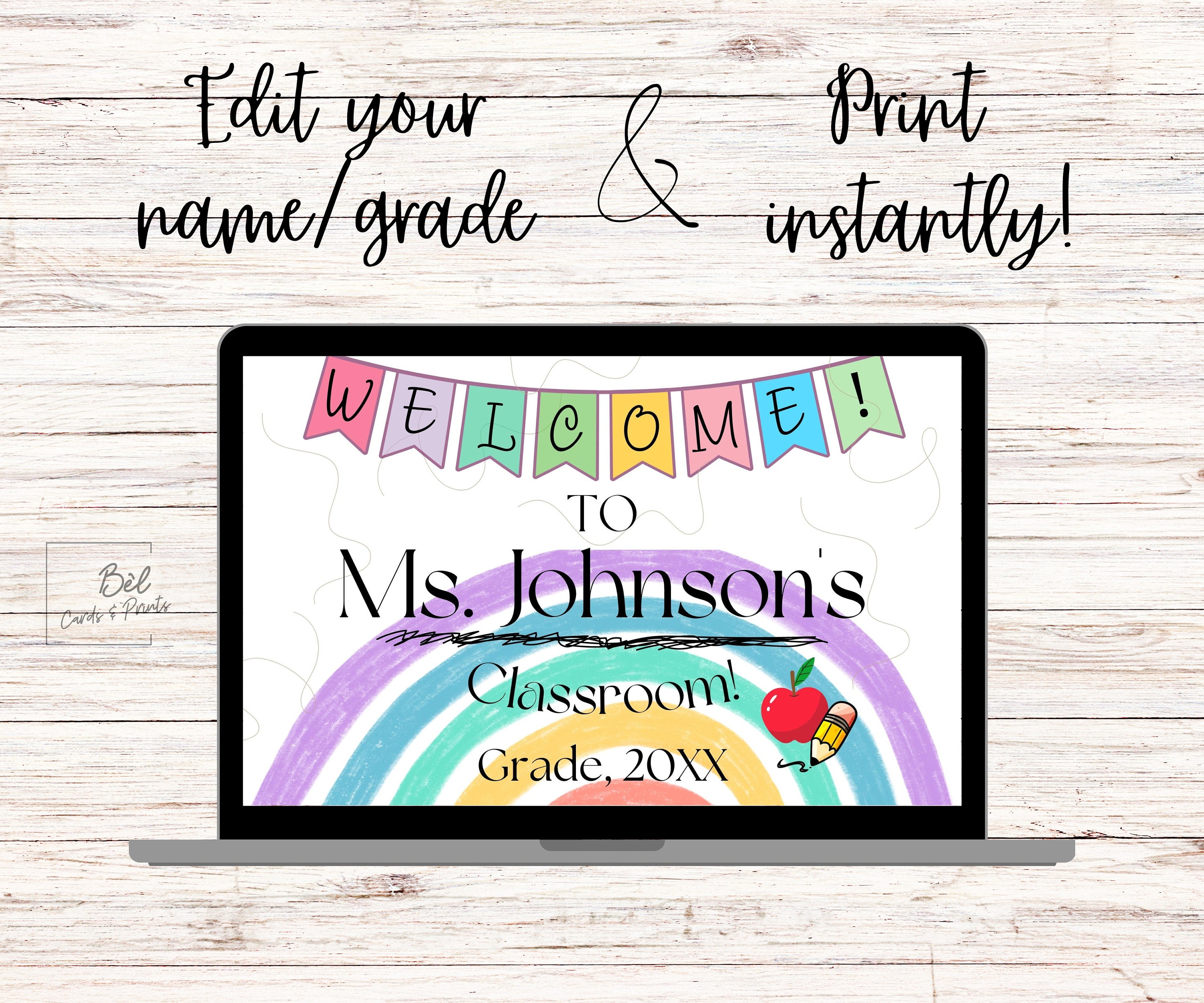 Printable Teacher Welcome Sign Teacher Name Sign Custom - Etsy
