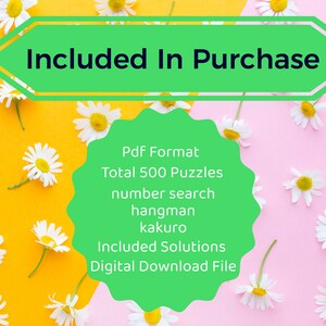 500 Puzzle Bundle With Solutions L Number Search, Kakuro and Hangman - Etsy