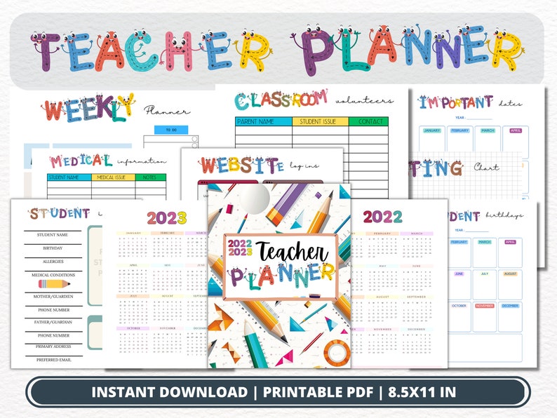 Teacher Planner Printable - Stay Organized With Lesson Plans, Academic ...