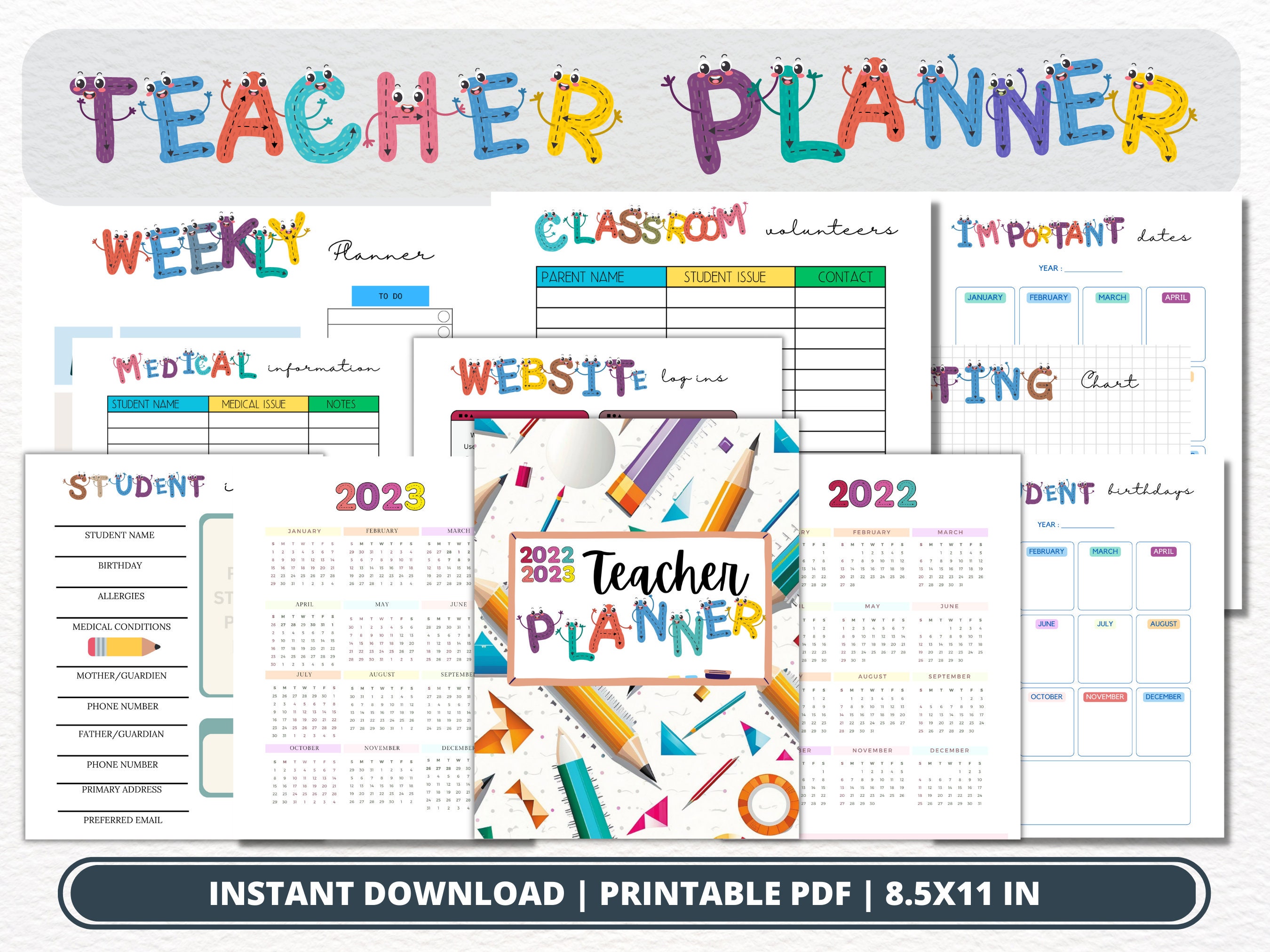Teacher Planner Printable - Stay Organized With Lesson Plans, Academic ...