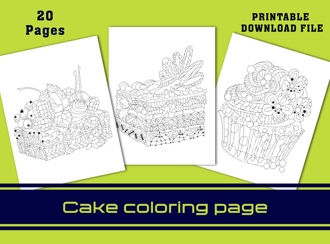 Cake Coloring Pages - Etsy