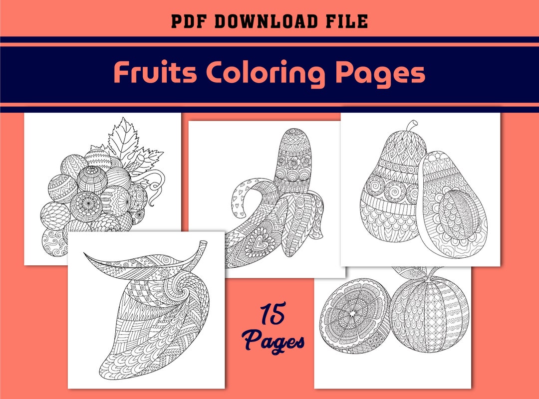 Fruits Coloring Pages - Etsy