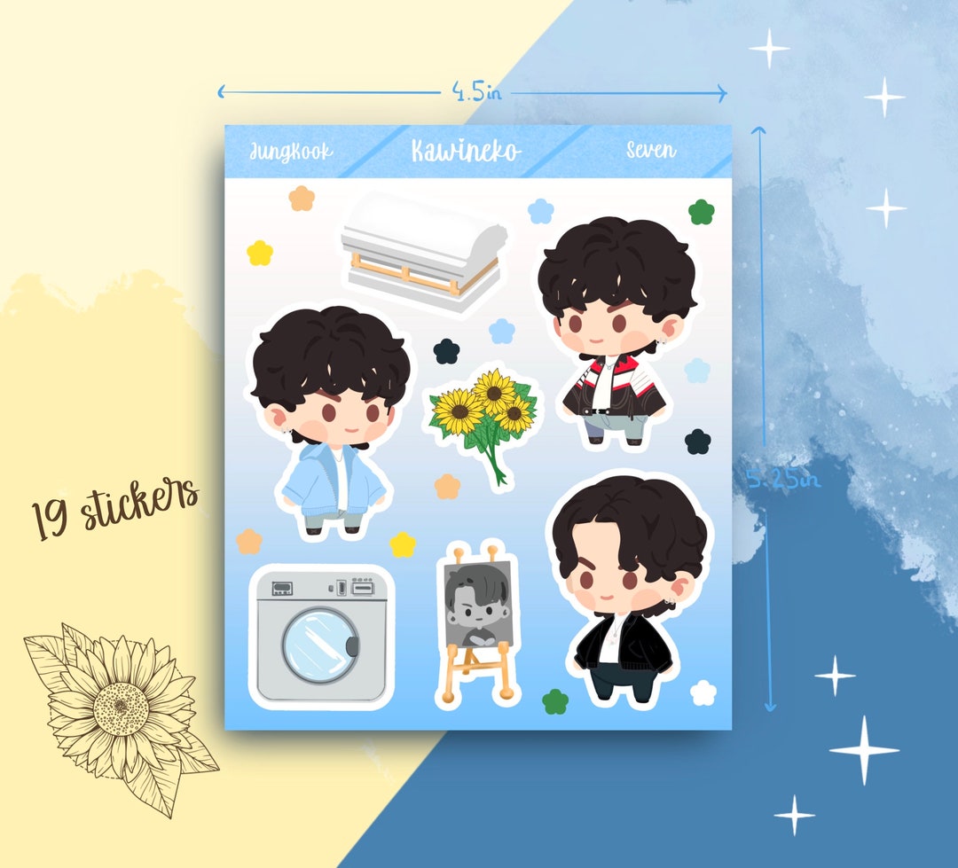 Seven Kpop Cute Kawaii Sticker Sheet Jk Kpop - Etsy