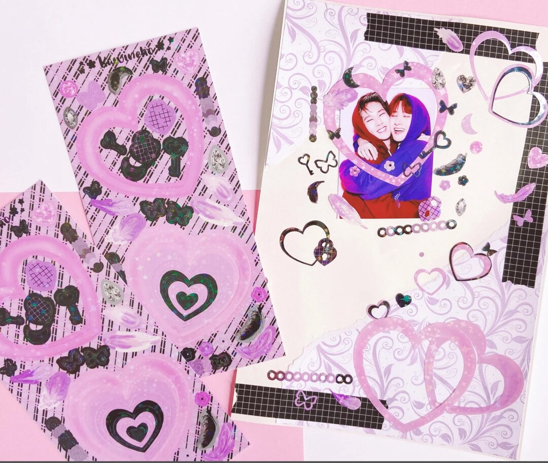 Gothic Heart Frames With Small Decos Sticker Sheet - Etsy