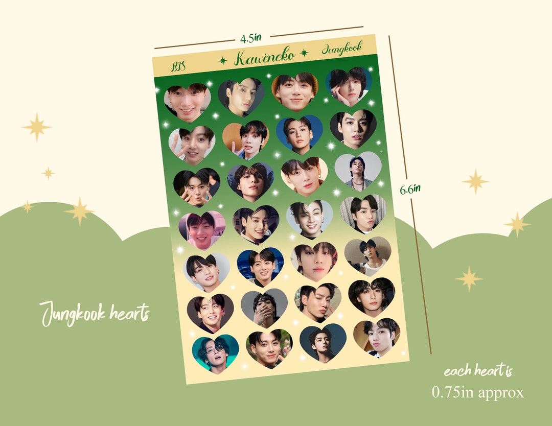 Kpop Sticker Sheets Kpop Inspired Hearts Boy Band Seven Golden Jungkook ...