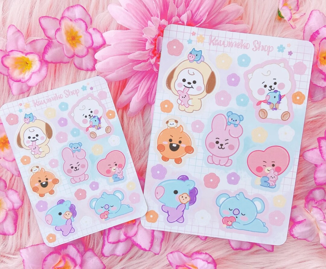 Babies With Their Buddies Cartoon Sticker Sheets Kpop - Etsy