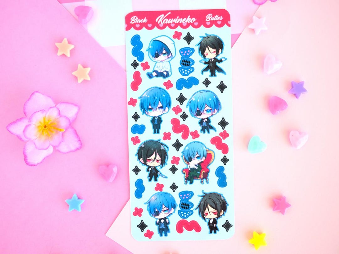 Black Butler Ciel Anime Deco Sticker Sheet Polcos Journaling Cute Chibi ...