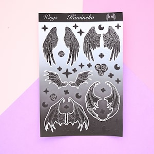 Black Wings Sticker Sheets Deco Polcos Toploaders Journal - Etsy