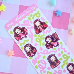 Nezuko Demon Anime Deco Sticker Sheet Polcos Journaling Cute Chibi - Etsy