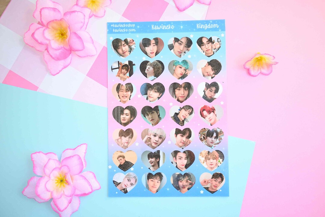 Kpop Sticker Sheets Kpop Inspired Hearts Boy Band Kingdom Kpop - Etsy