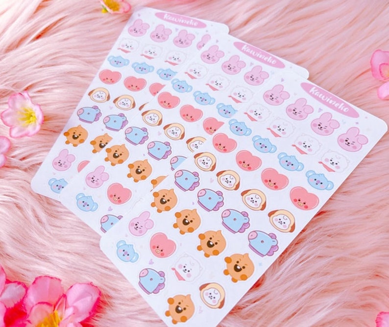 Cartoon Sticker Sheets Kpop Cute Kawaii - Etsy