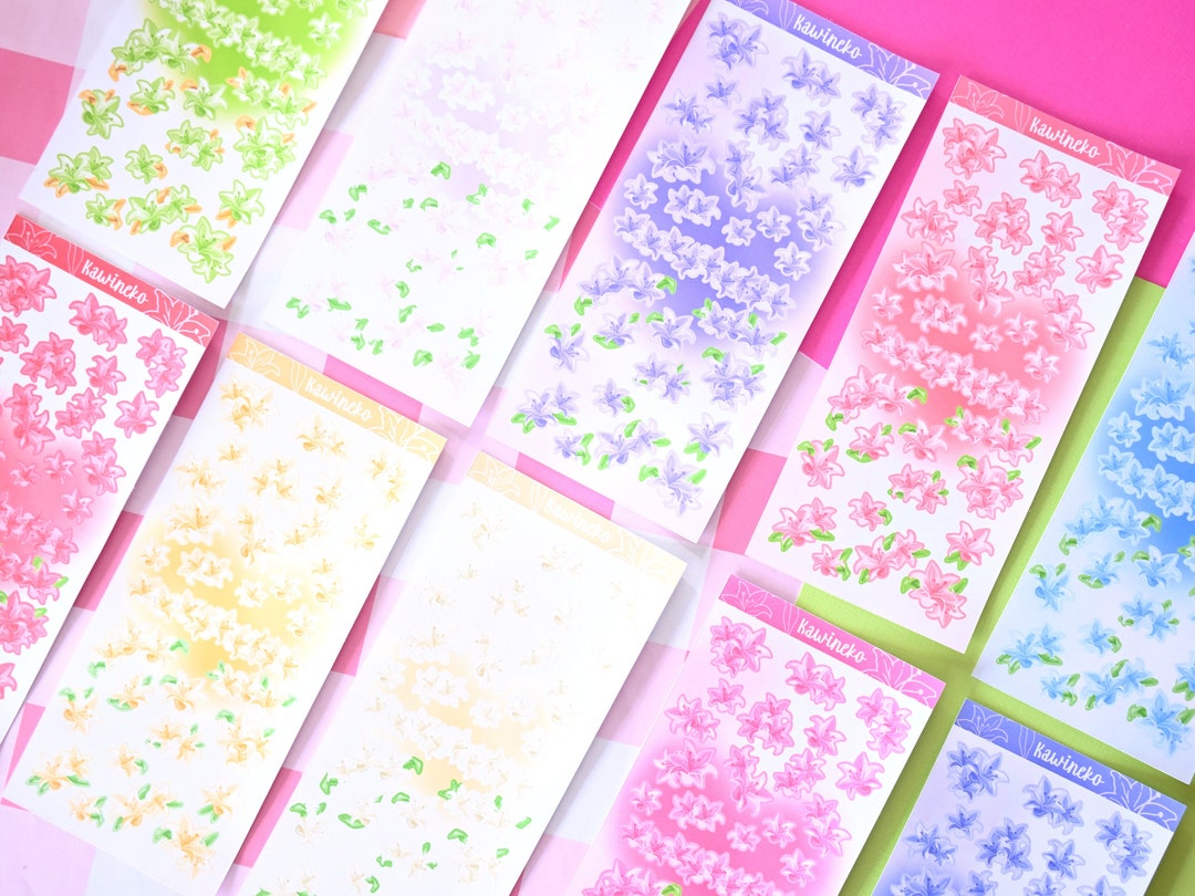 Lilies Stickers Sheets Deco Scrapbooking Planner Polcos Journaling - Etsy