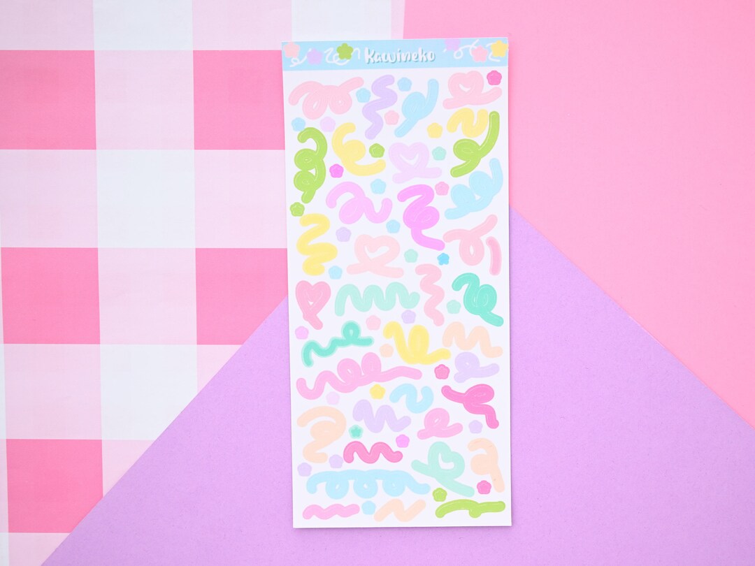 Colorful Fun Ribbons Confetti Sticker Sheets Deco Polcos Toploaders ...