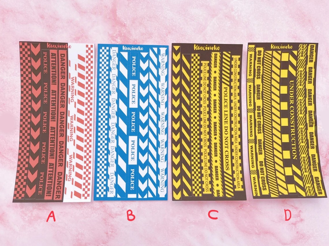 Warning Strips Sticker Sheets Polcos Planner Journaling Scrapbooking - Etsy