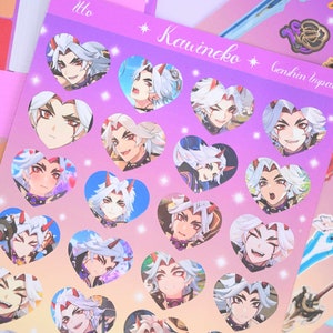Itto Genshin Inspired Bundle Sticker Sheets Hearts Shapes Confetti Game ...
