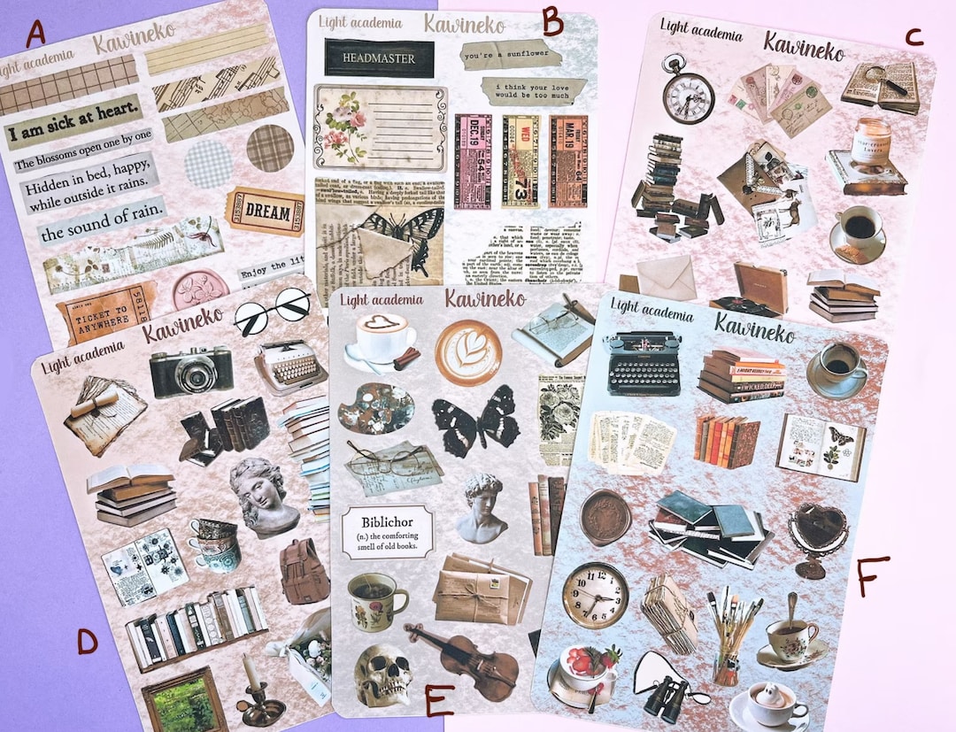Light Academia Core Sticker Sheet Scrapbooking Journaling - Etsy