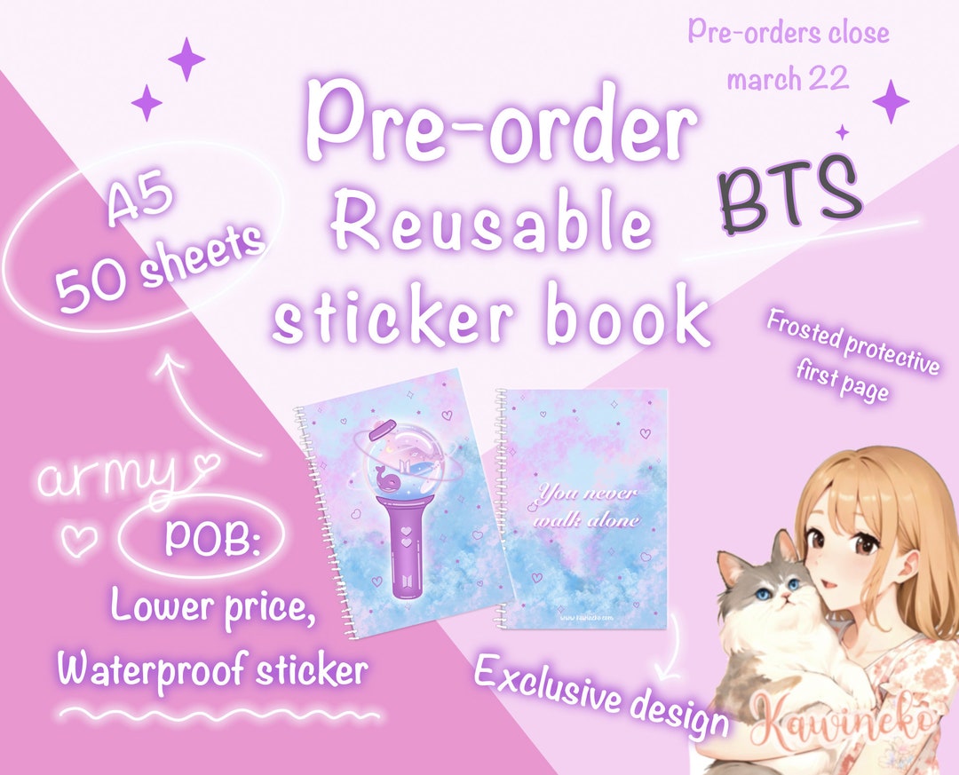 PRE ORDER Army Reusable Sticker Book Kpop Light Stick Purple You ...