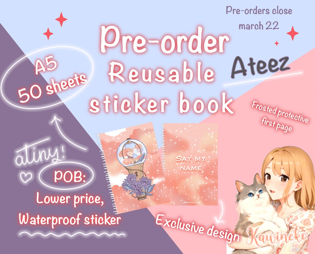 PRE ORDER Atiny Reusable Sticker Book Kpop Light Stick Pirates Mingi ...