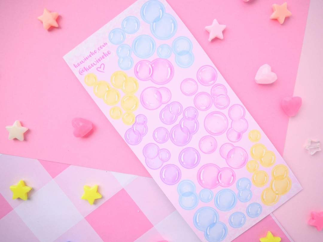 Colorful Bubbles Soap Sticker Sheet Deco Polcos Toploaders Journaling ...