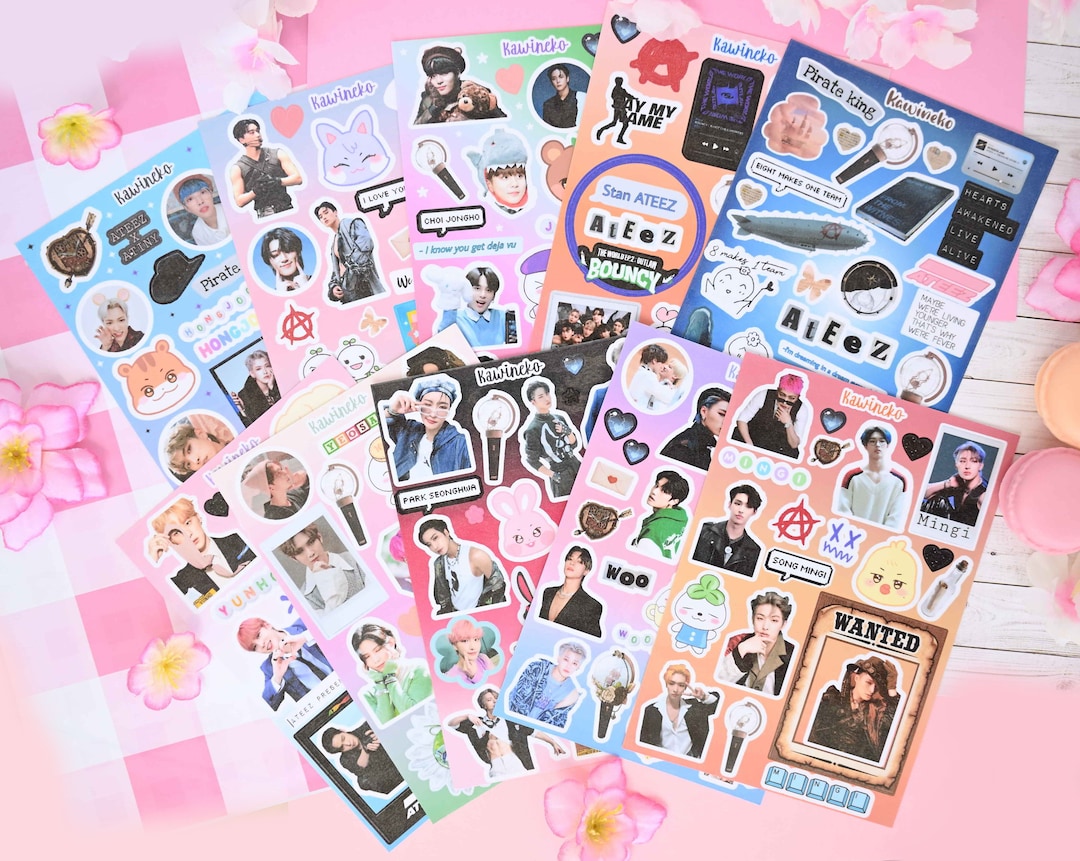 Hongjoong Yeosang Mingi Wooyoung Jongho Sticker Sheets Kpop Core Atiny ...