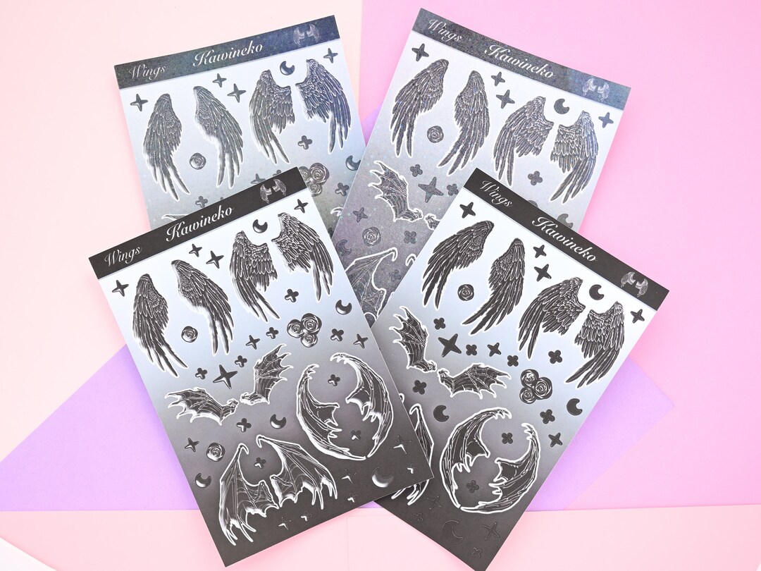 Black Wings Sticker Sheets Deco Polcos Toploaders Journal - Etsy