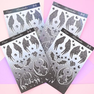 Black Wings Sticker Sheets Deco Polcos Toploaders Journal - Etsy