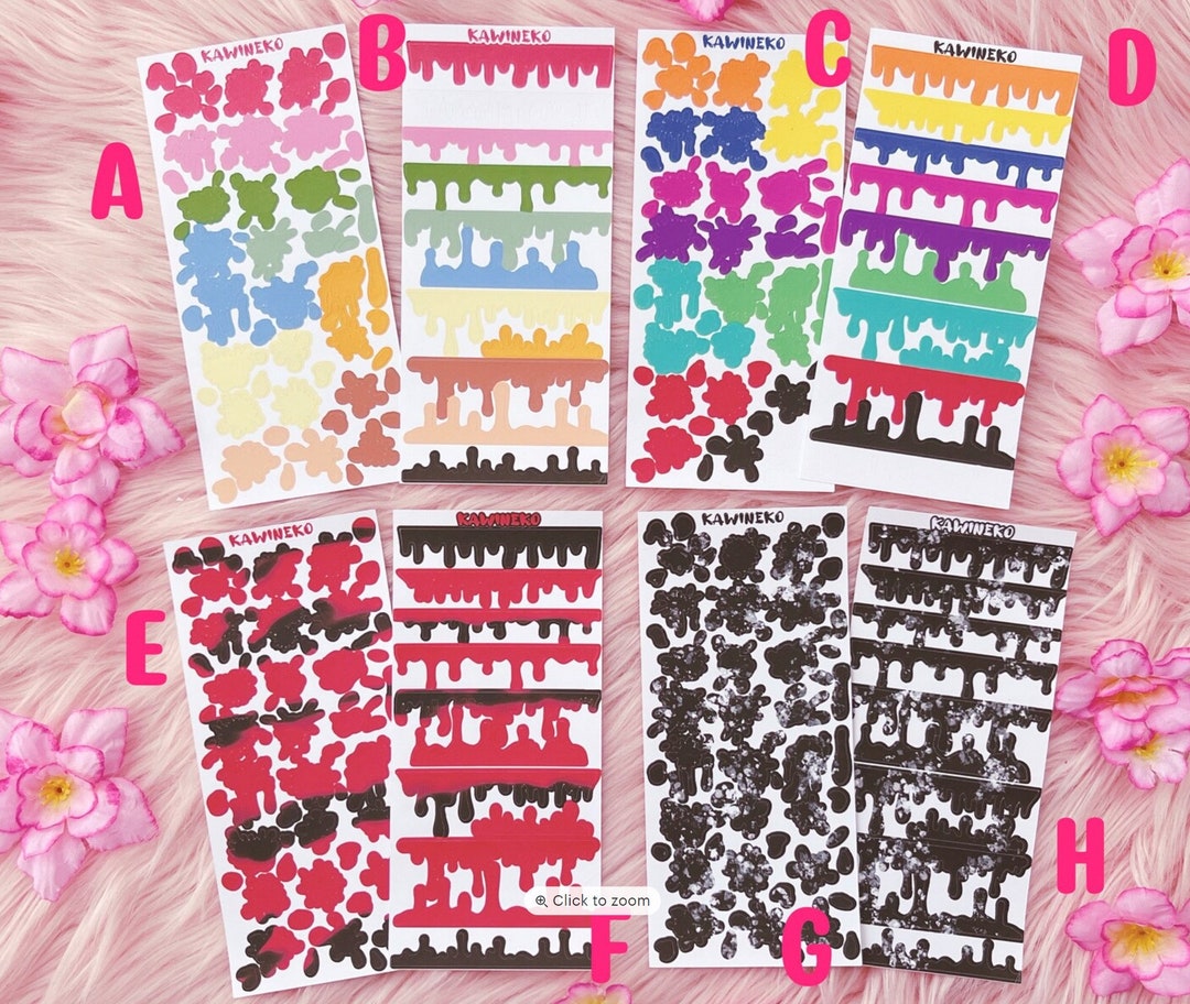 Vibrant Paint Splash Drops Frames Painting Sticker Sheets Deco Polcos ...